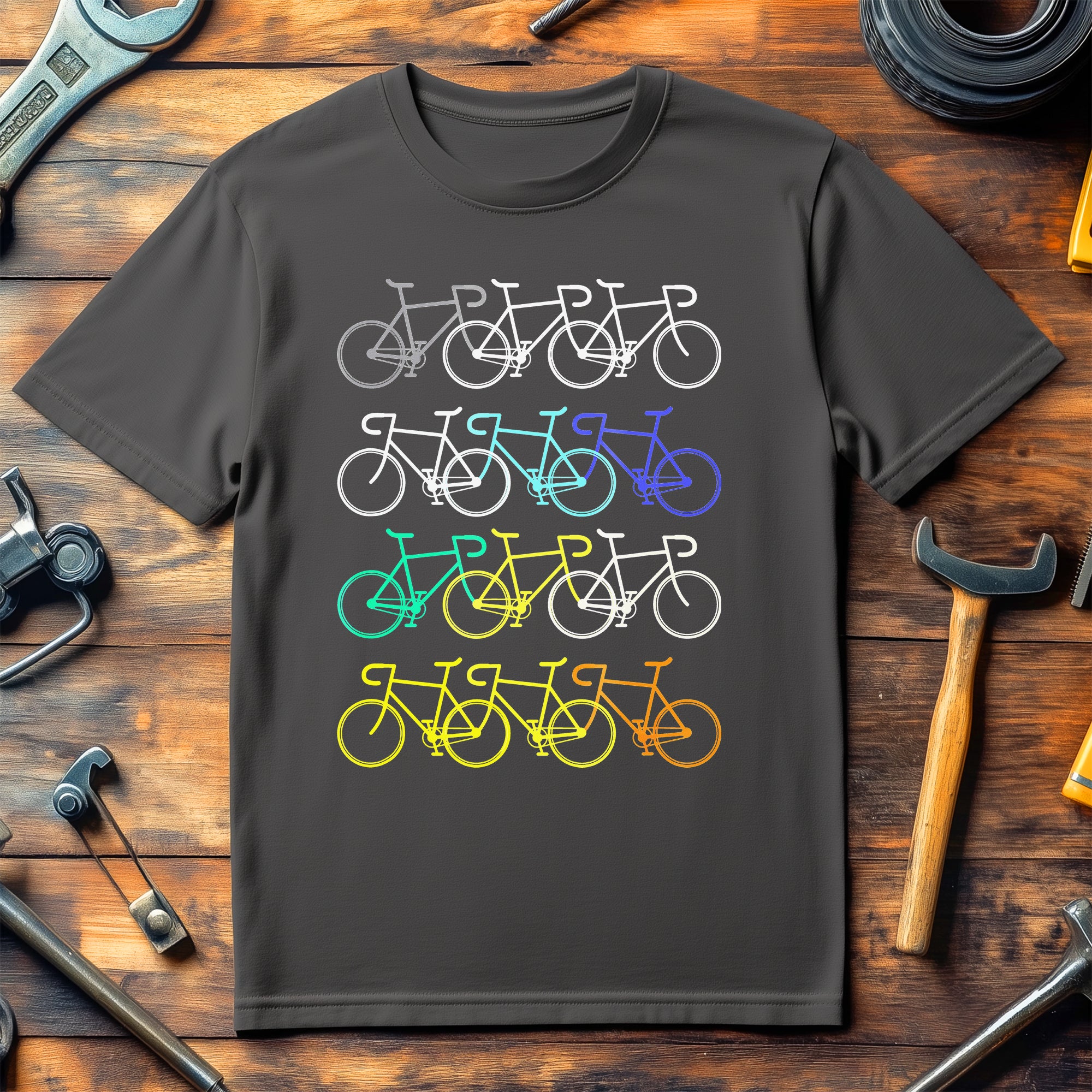Bicycles multi T-shirt – Velotees